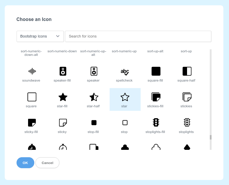 Icons Bootstrap Studio
